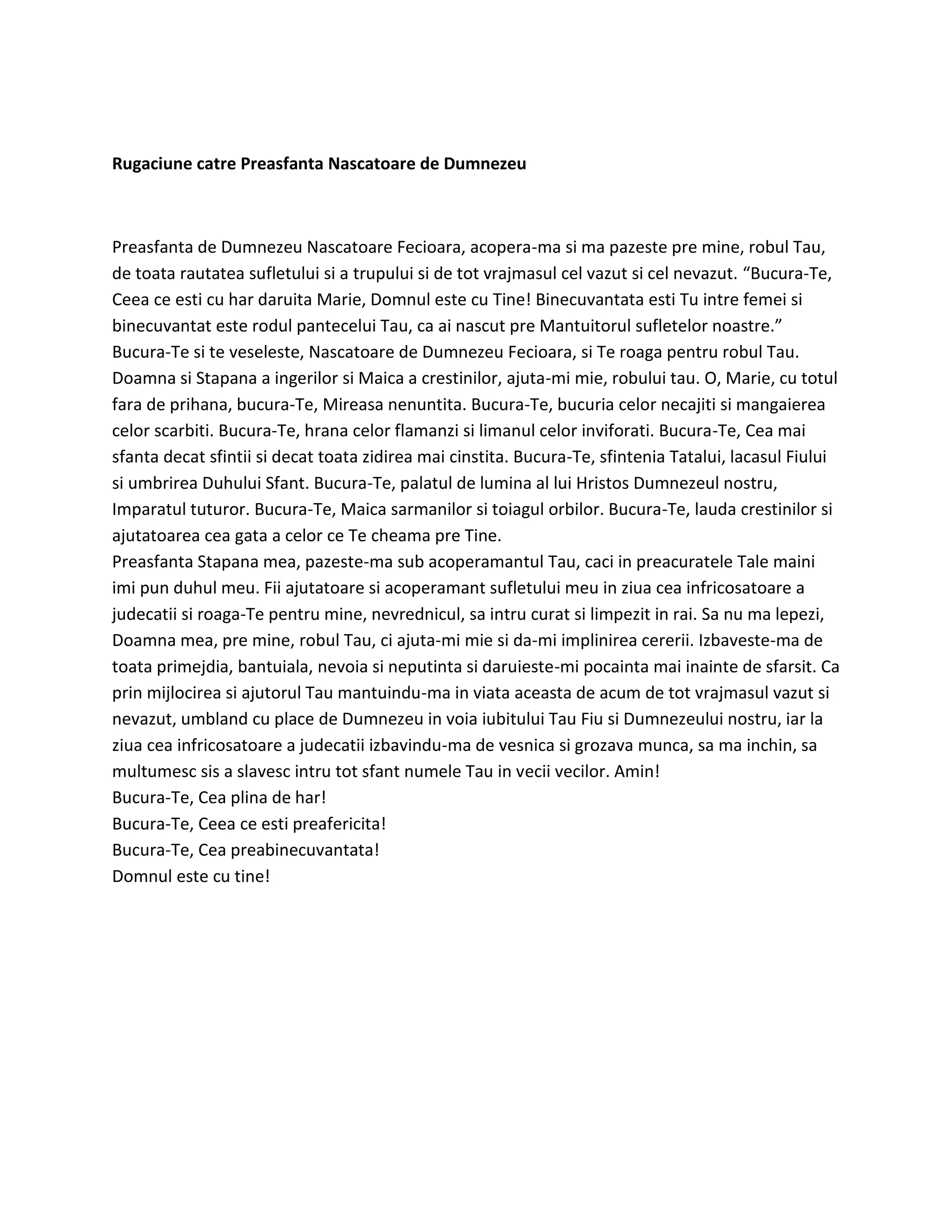 Pravila De Rugaciune Bogorodicinaia | DOCX