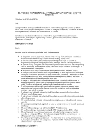 Pravilnik O Tehnickim Normativima Za Cevne Vodove Za Gasoviti Kiseonik ...