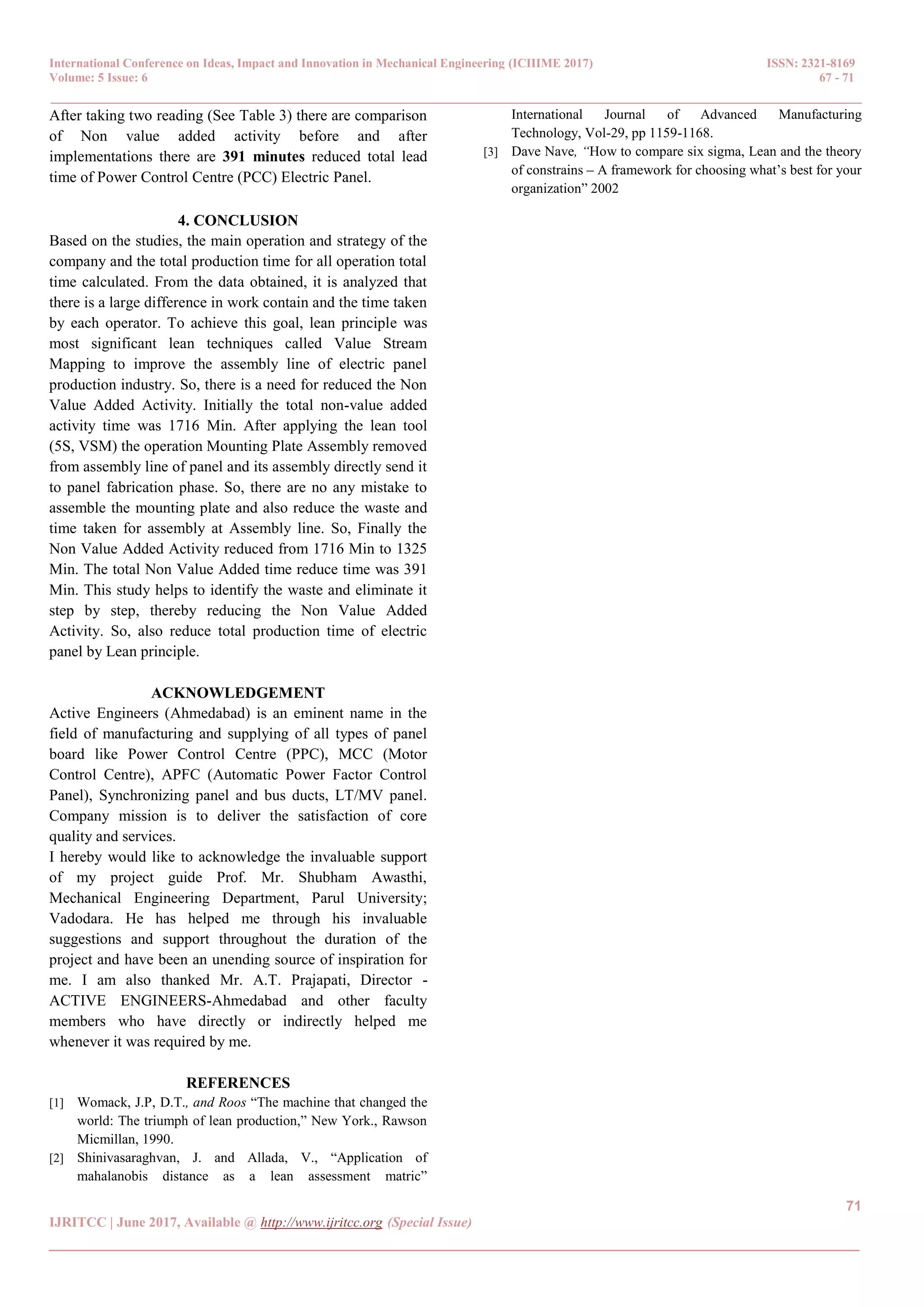 Lead Time Reduction of Power Control Center (Pcc) Electric Panel by Lean Philosophy | PDF