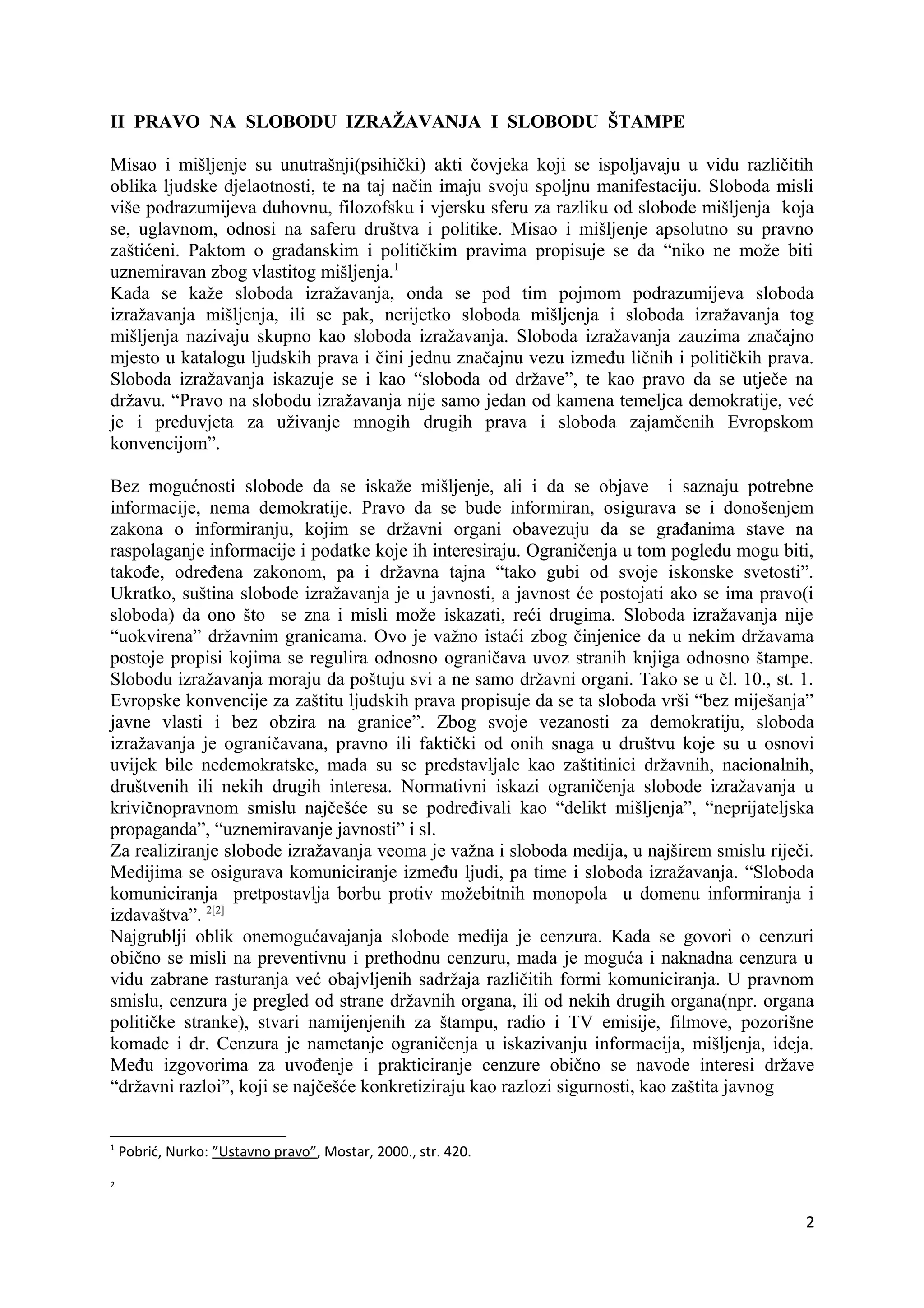 Pravo na slobodu stampe i cenzura | DOC