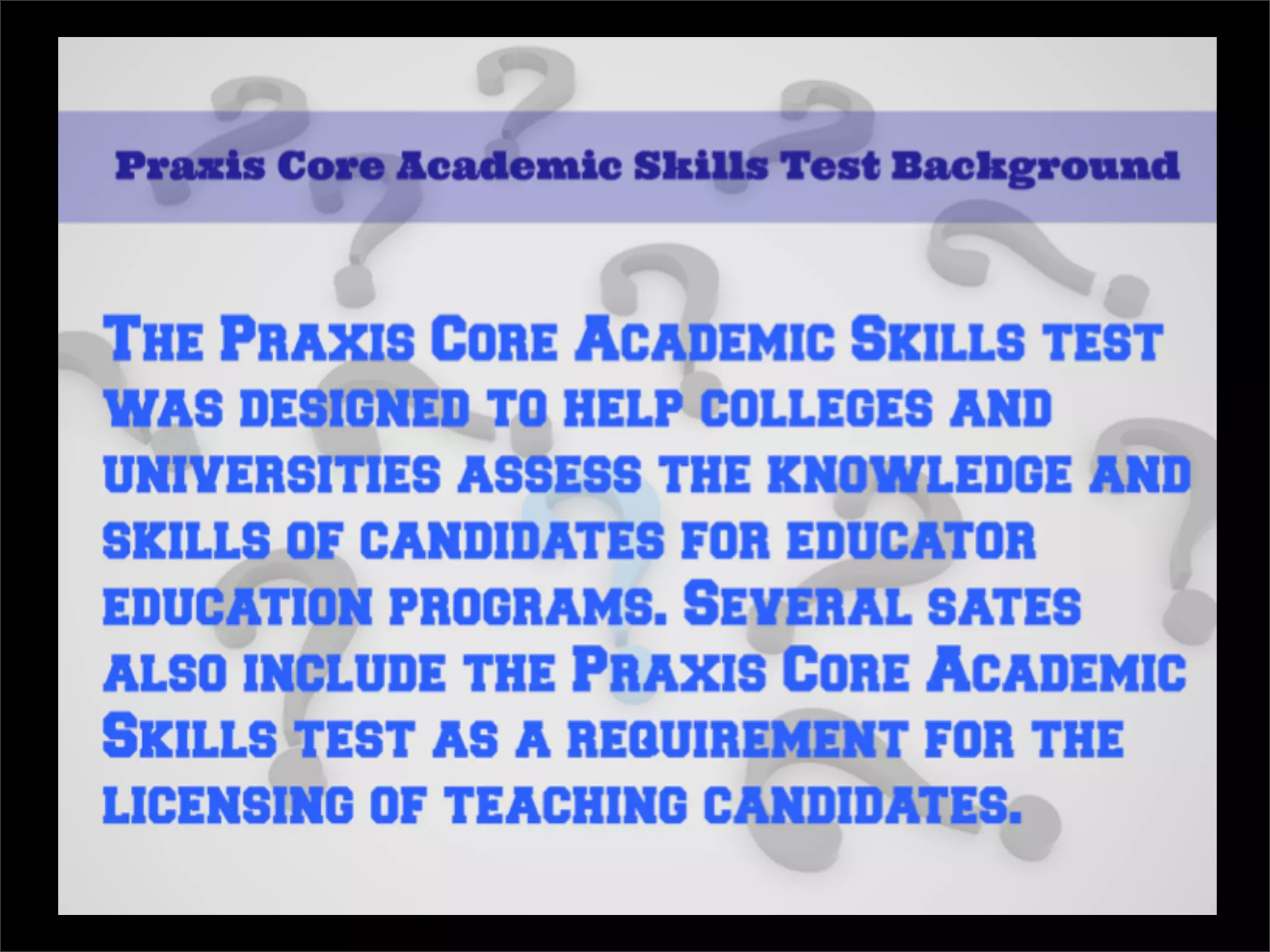 Praxis Core Test Information | PDF