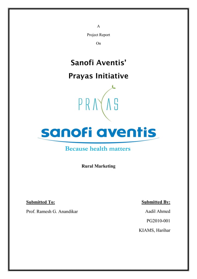 Prayas Initiative by Sanofi-Aventis | PDF