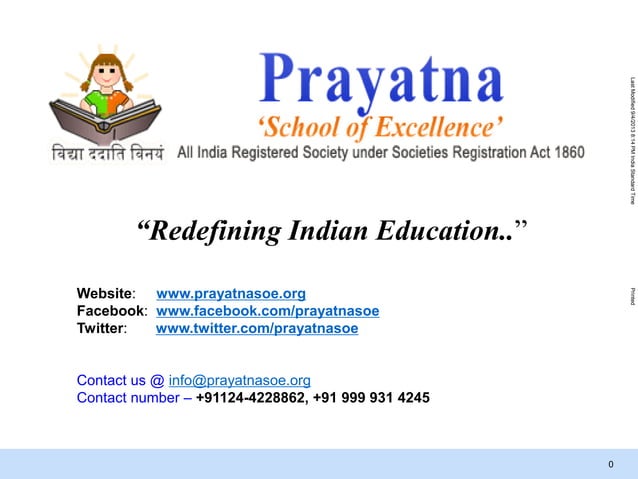 Prayatna school of excellence promoting education reforms | PPT