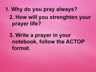 Grade Five Lesson on Prayer | ODP