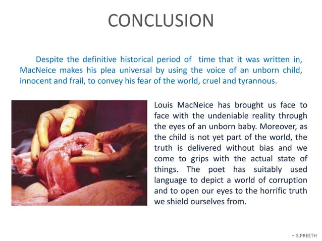 Prayer before birth - a poem by Louis MacNeice - Ppt - Literary tribute ...