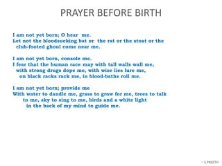 Prayer before birth - a poem by Louis MacNeice - Ppt - Literary tribute ...