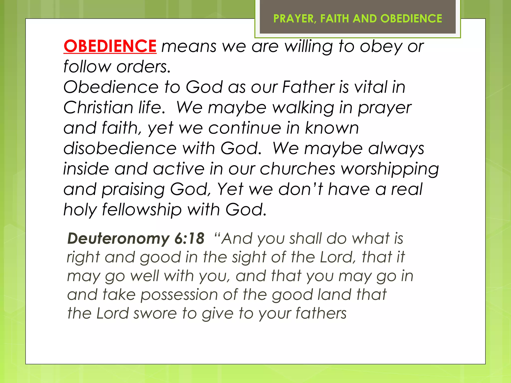 Prayer, Faith and Obedience | PPT