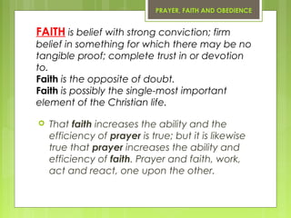 Prayer, Faith and Obedience | PPT