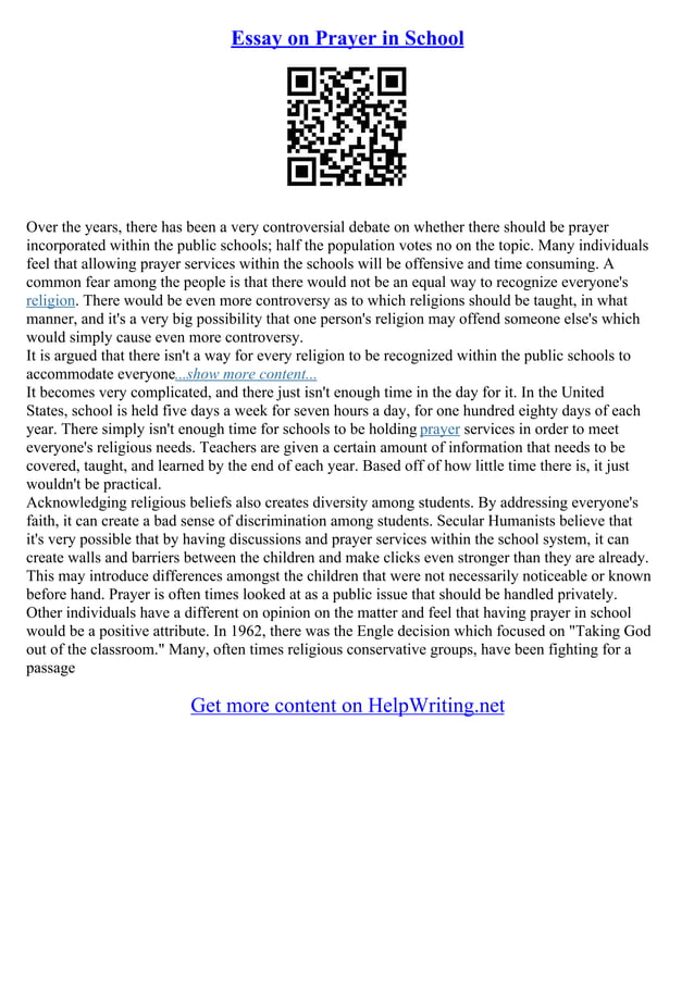 Prayer In School Essay | PDF | Christianity | Religion & Spirituality