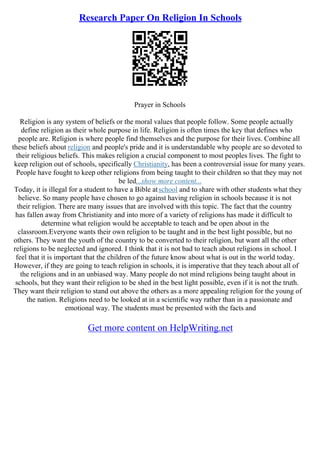 Prayer In School Essay | PDF
