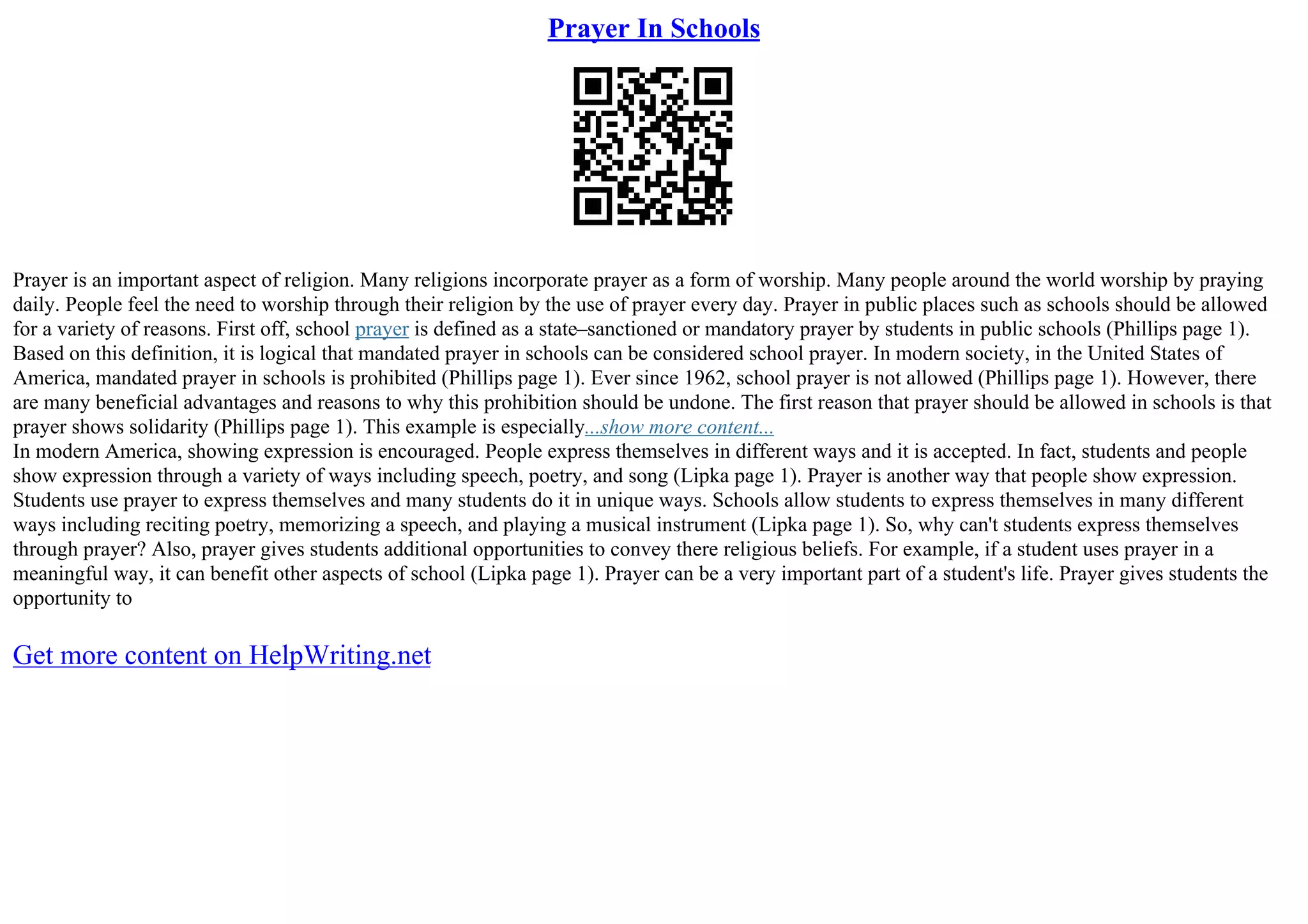 Prayer In Schools | PDF