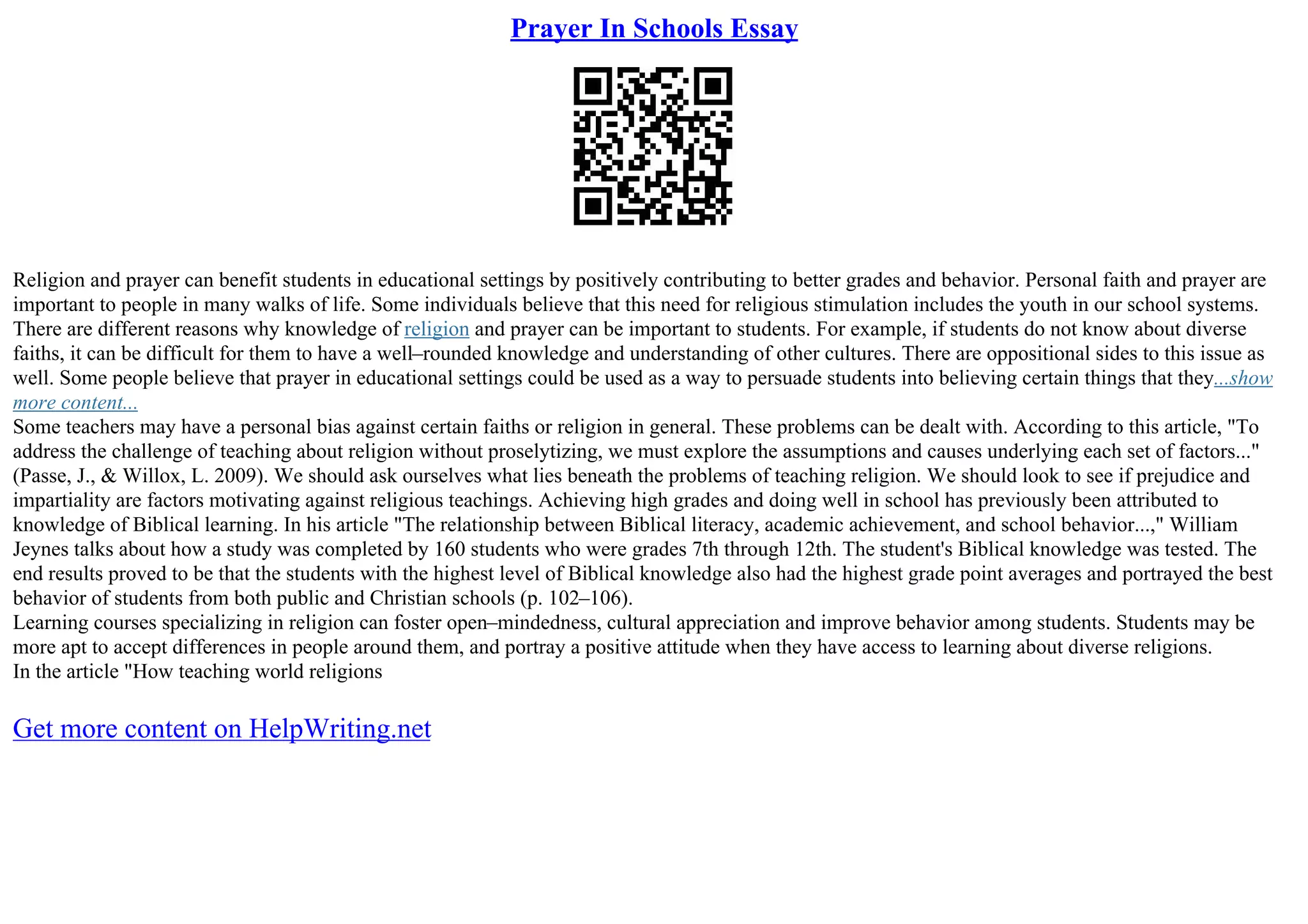 Prayer In Schools | PDF