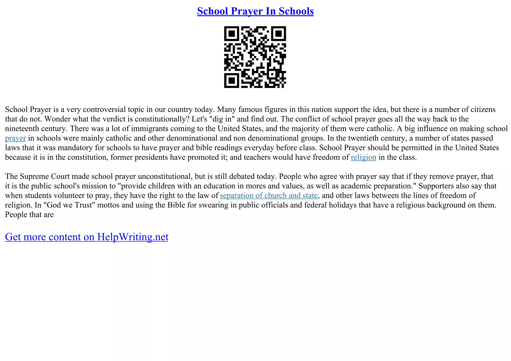 Prayer In Schools | PDF