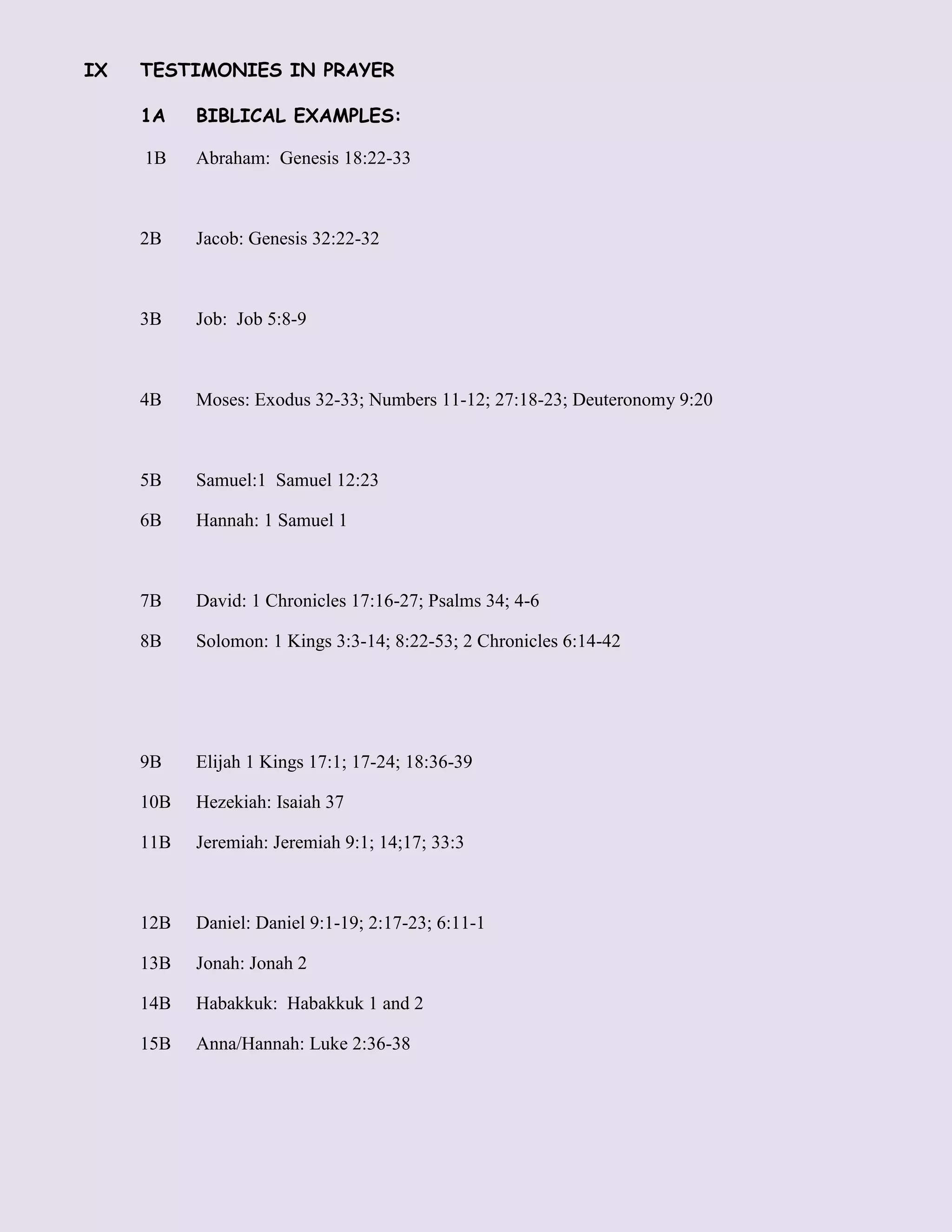 Prayer outline august 25 ix testimonies in prayer | PDF