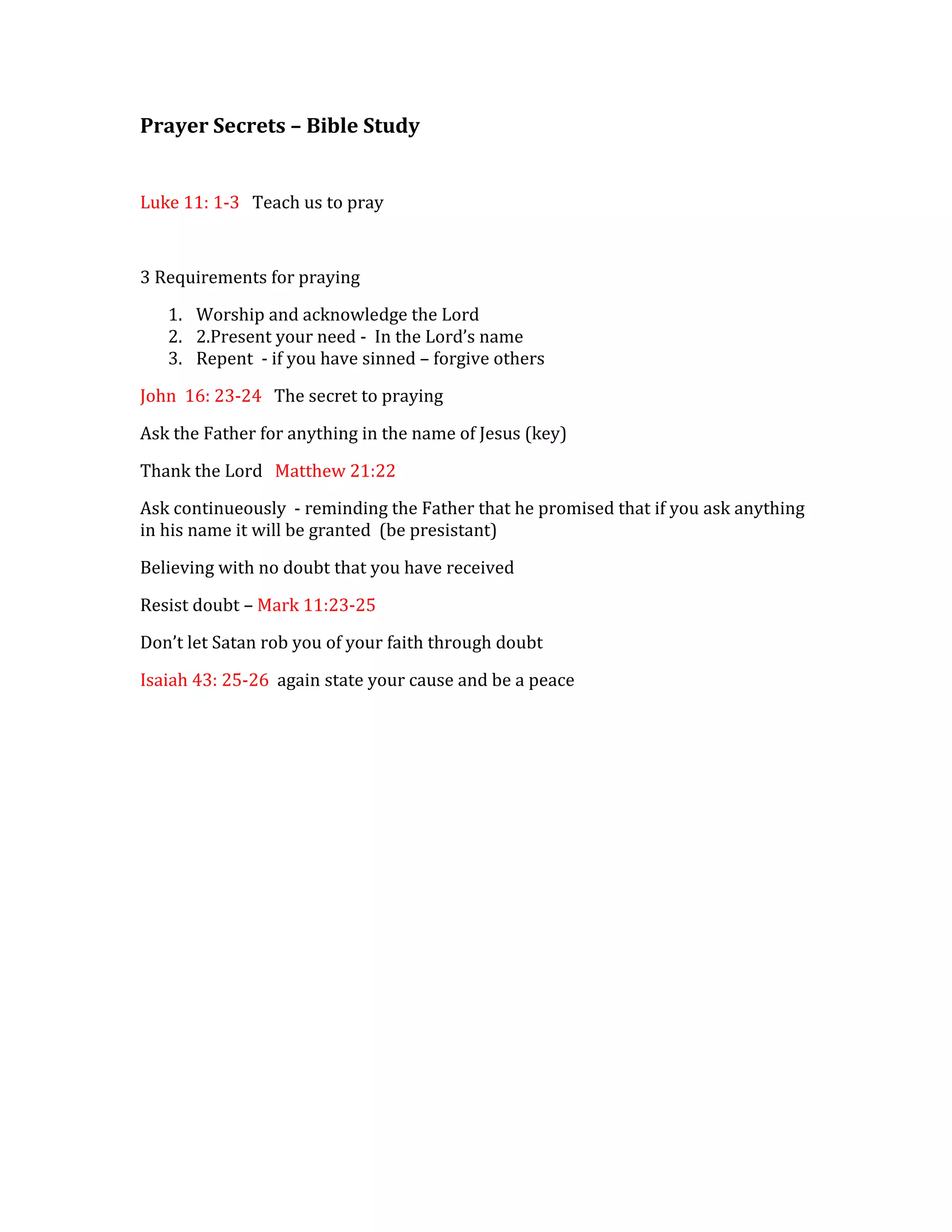 Prayer secrets – bible study | PDF