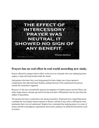 Prayers has no real effect in real world according new study. | PDF