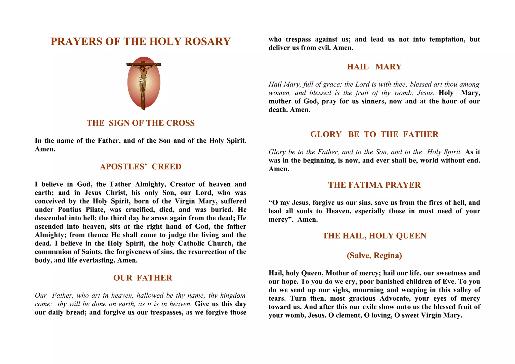 Prayers of the holy rosary | DOC