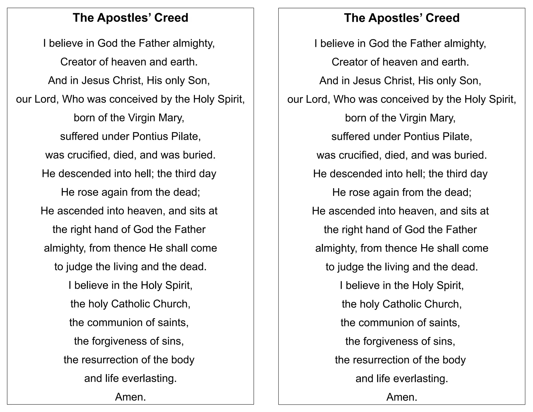 Variety of Catholic prayers to download. | DOCX