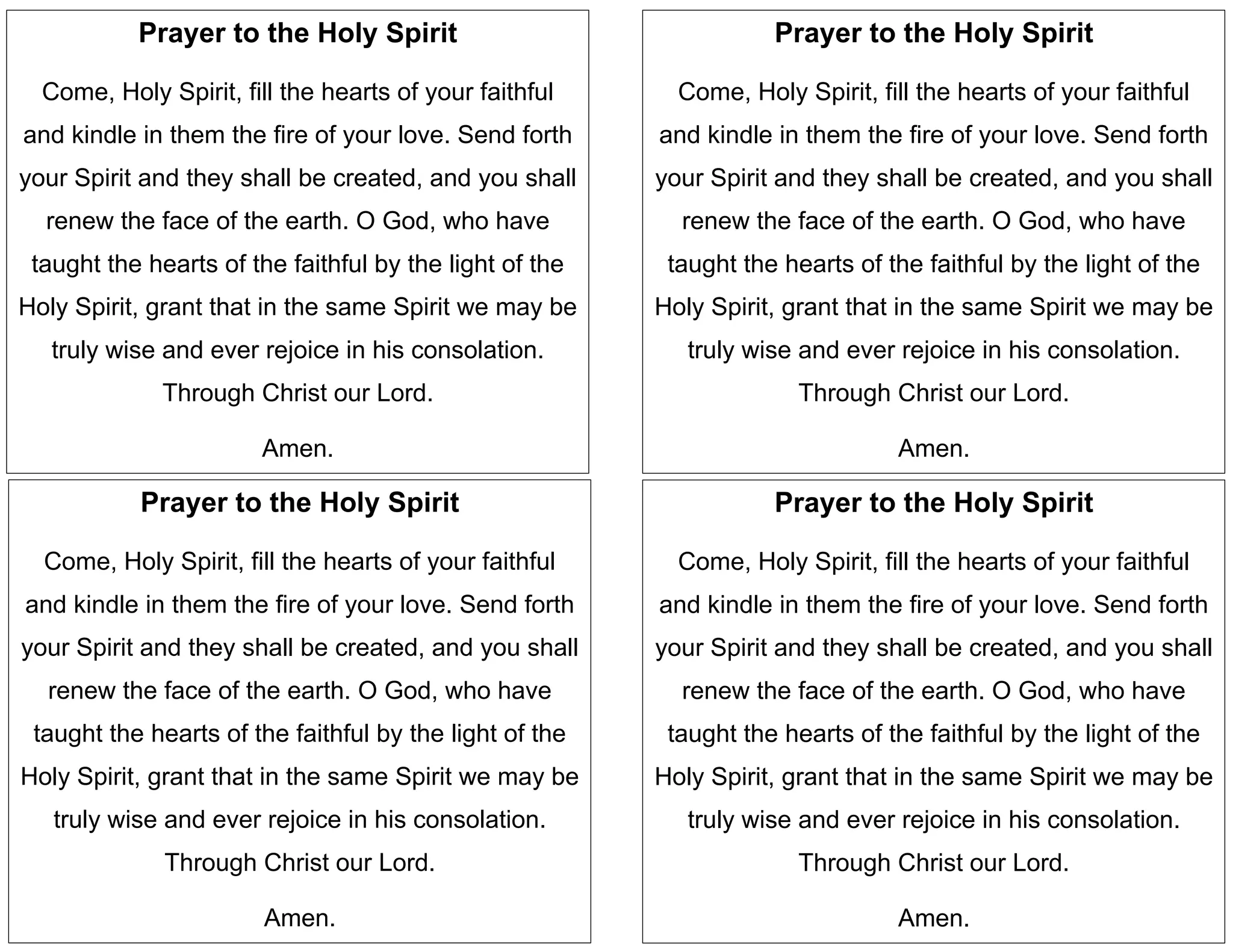 Variety of Catholic prayers to download. | DOCX