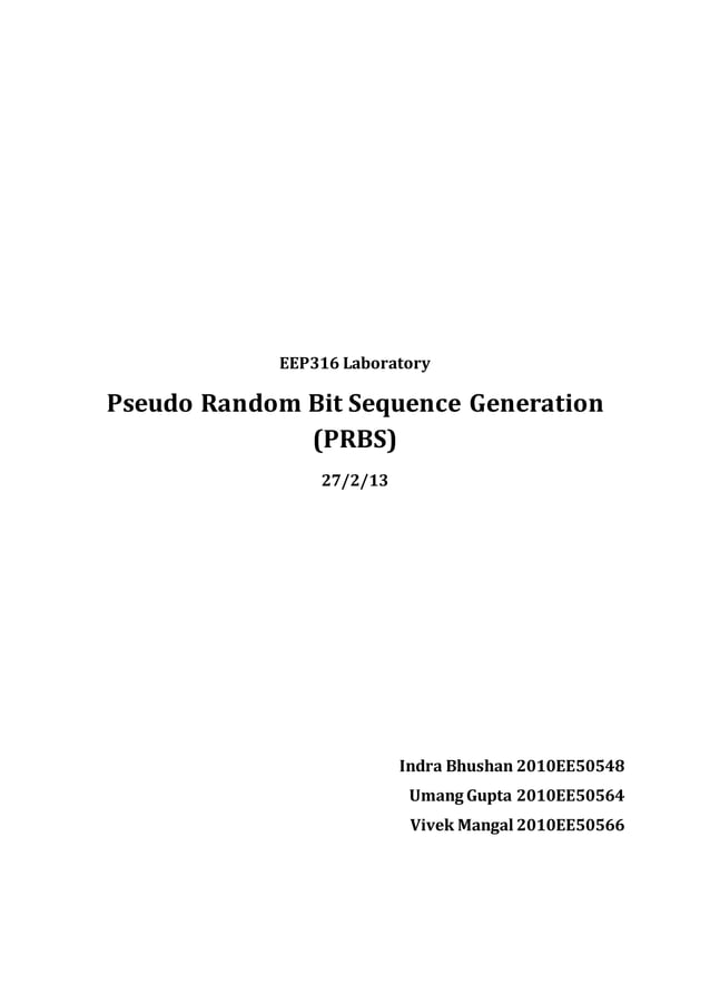 EEL316: Pseudo Random Bit Generation | PDF | Digital Audio | Computer Software and Applications
