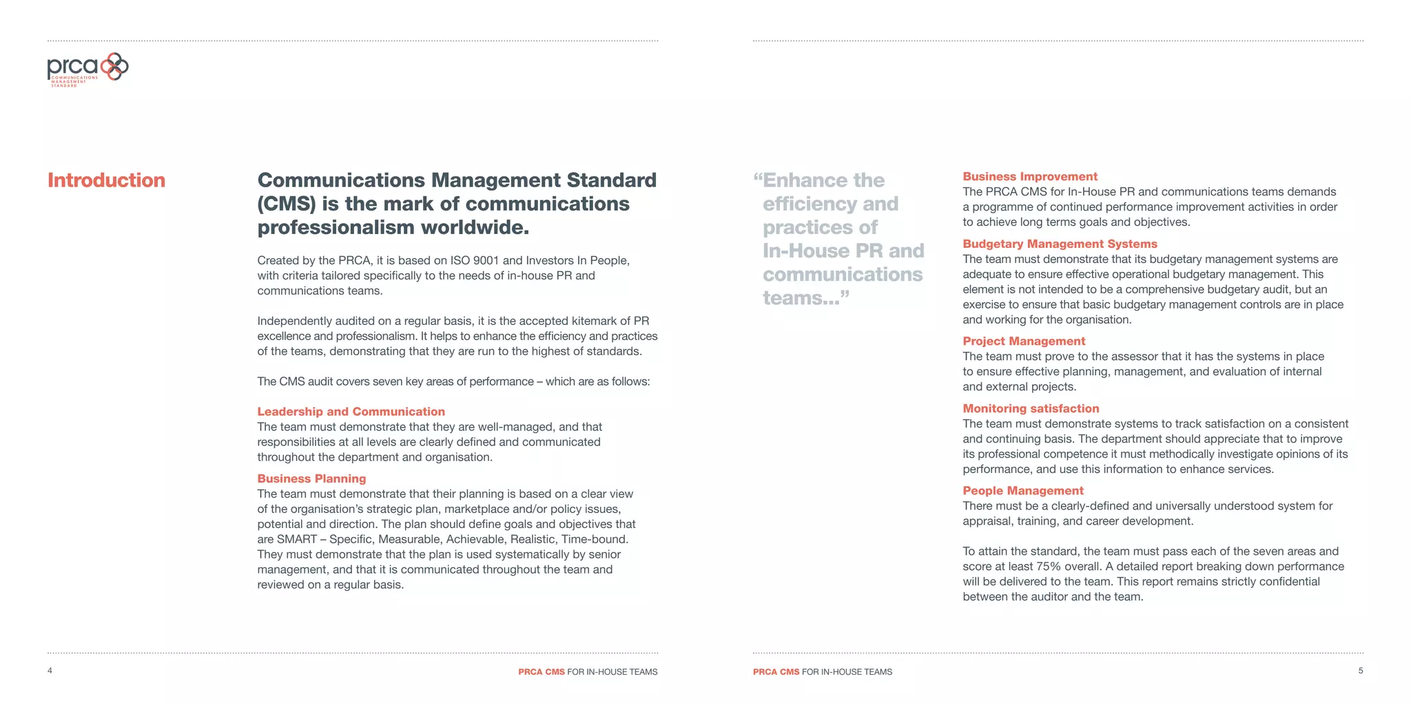PRCA: In-house CMS booklet | PDF