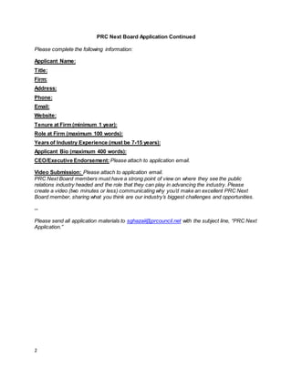 PRC Next Application | DOCX | Business | Business and Finance