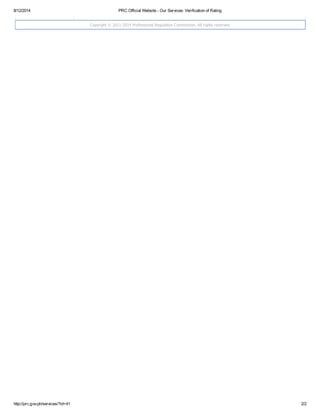 Prc official website our services verification of rating | PDF