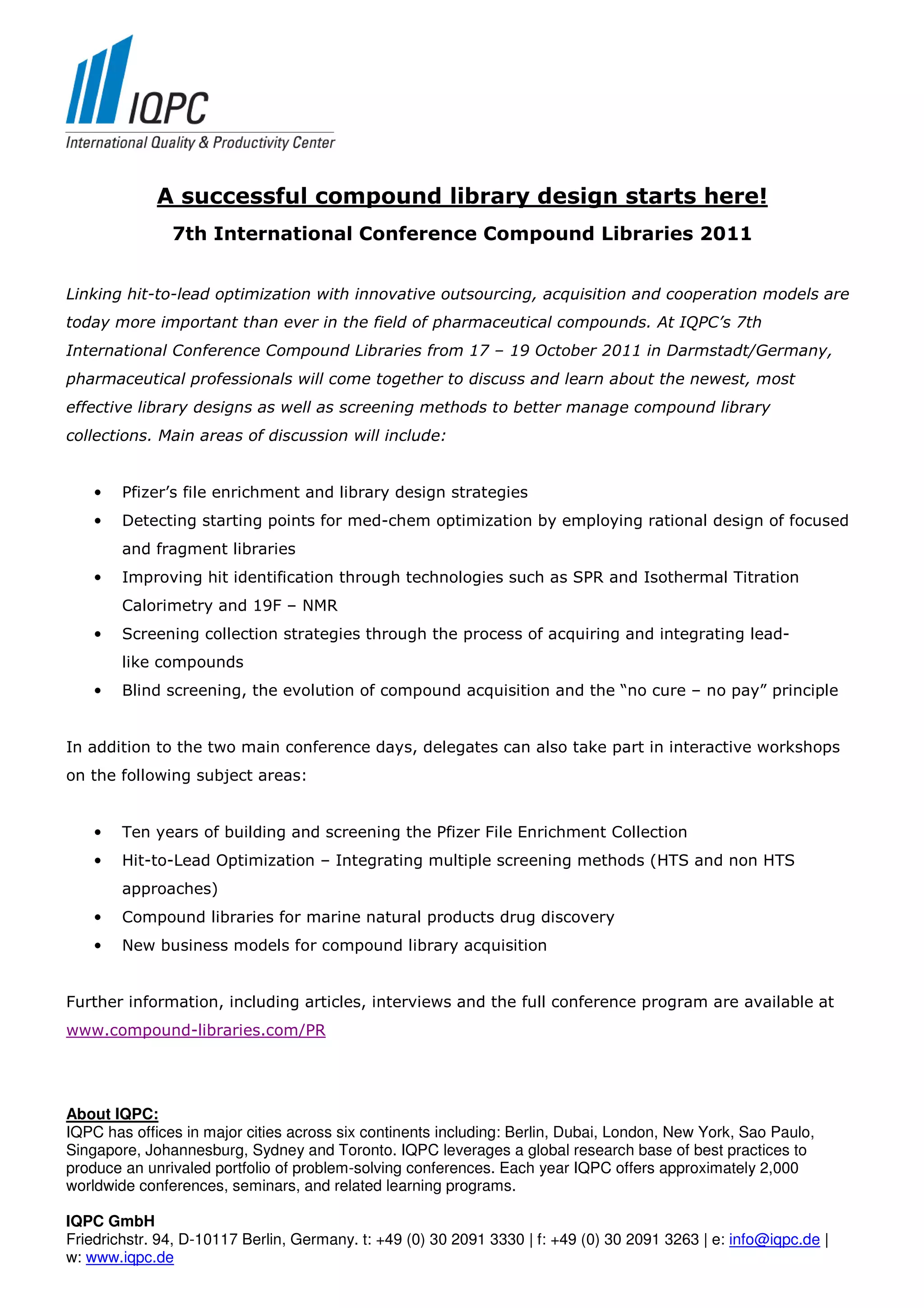 A successful compound library design starts here! | PDF