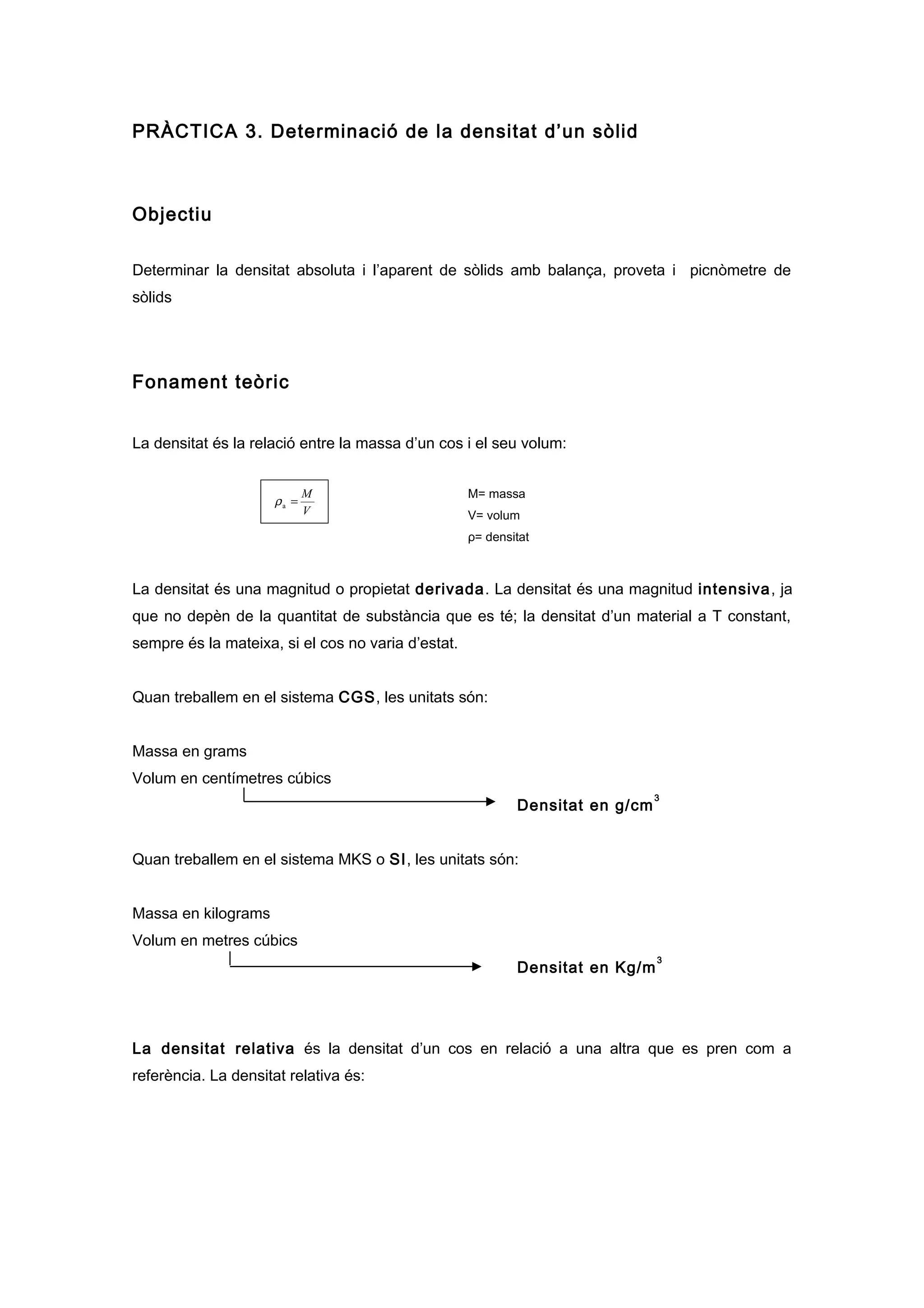 Pràctica. densitat de solids | DOC