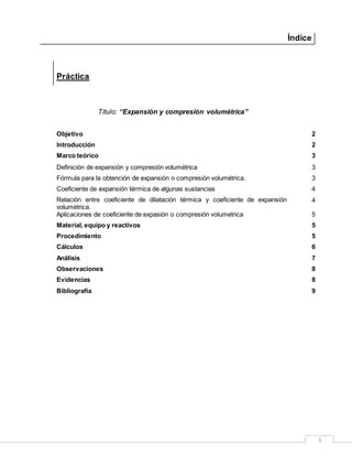 Práctica XVI Expansión y compresión volumétrica | DOCX