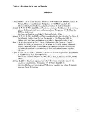Electrónica analógica - Rectificación de onda en Multisim | DOCX