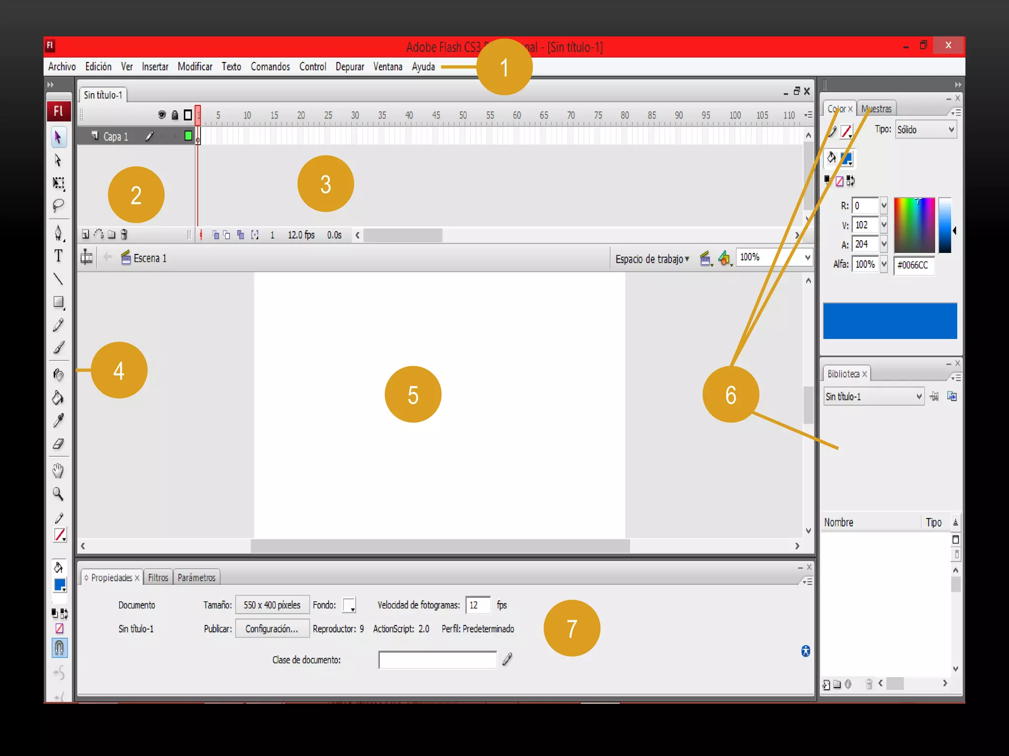 Práctica 1 elementos de la interfaz de flash CS3 | PPTX