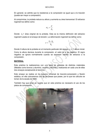 Práctica 4 ensayo de compresión y ensayo de fluencia | PDF