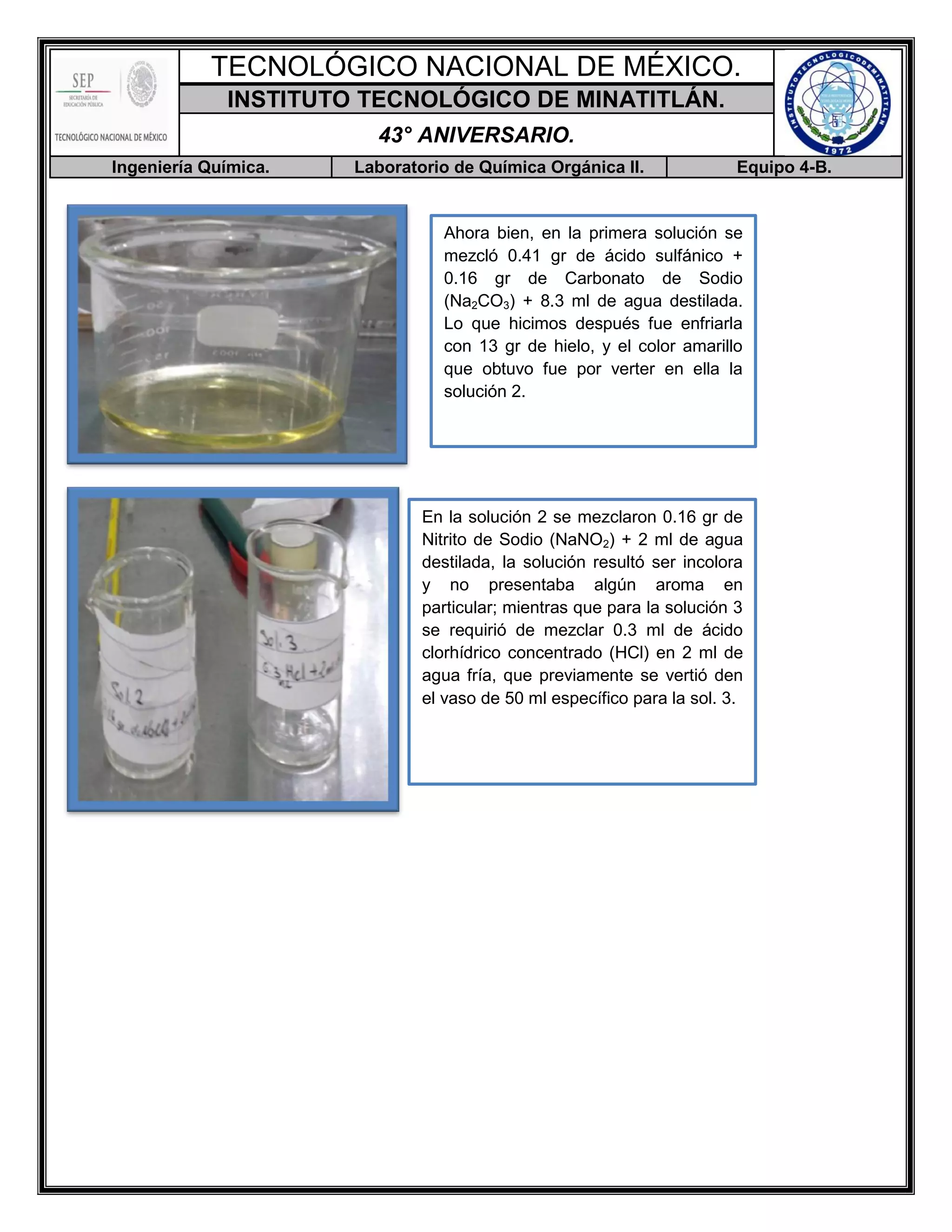 Reporte de Práctica-Síntesis del Naranja de Metilo. | PDF | Chemistry ...