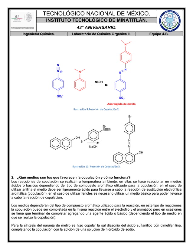 Reporte de Práctica-Síntesis del Naranja de Metilo. | PDF | Chemistry ...