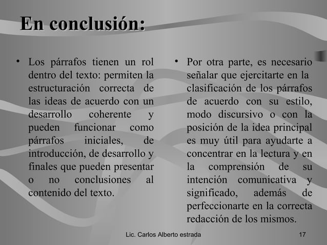 Tipología del párrafo: tipos de párrafos por su estilo – formato | PPT