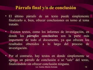 Tipología del párrafo: tipos de párrafos por su función dentro de la ...