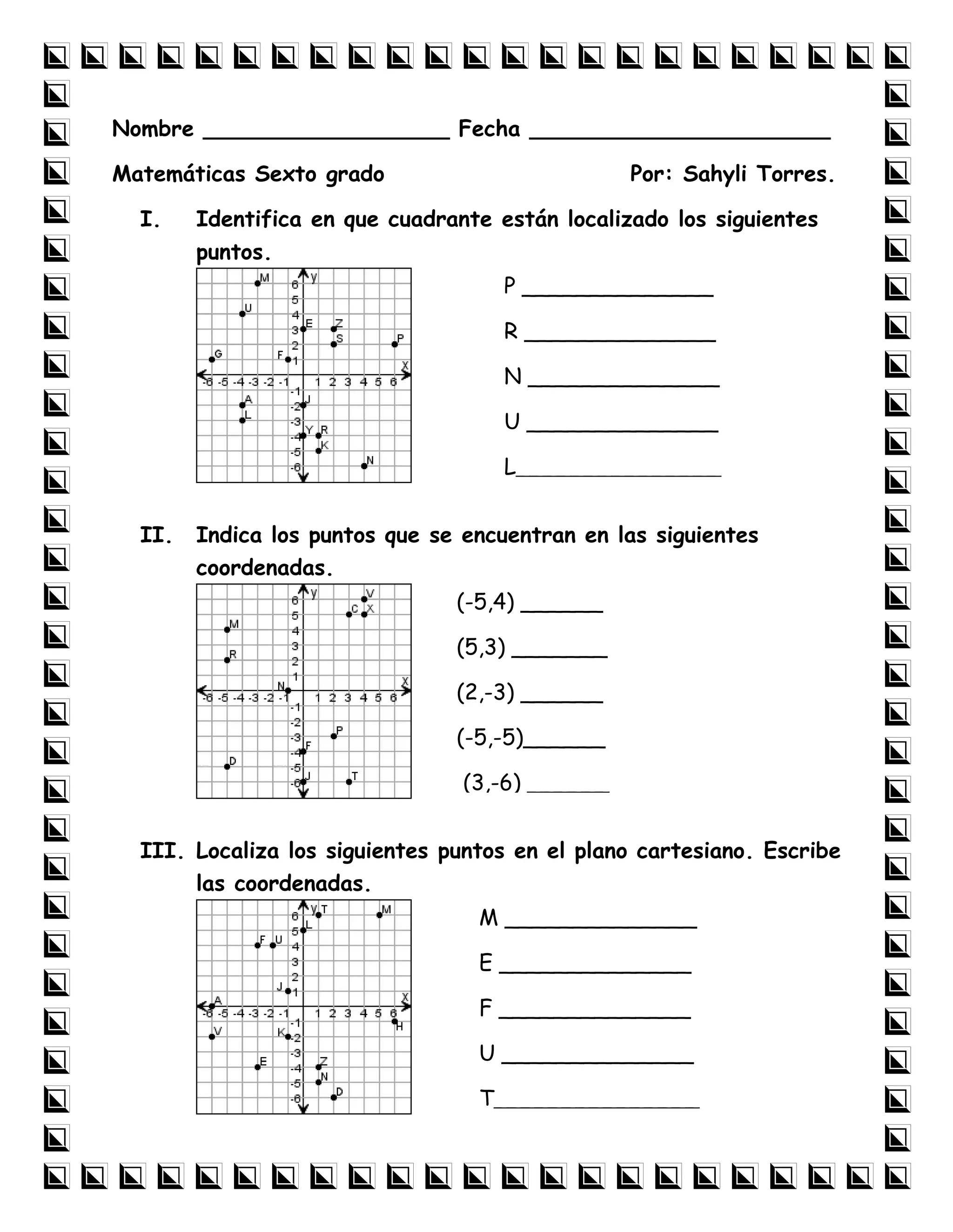 Práctica con plano cartesiano | PDF