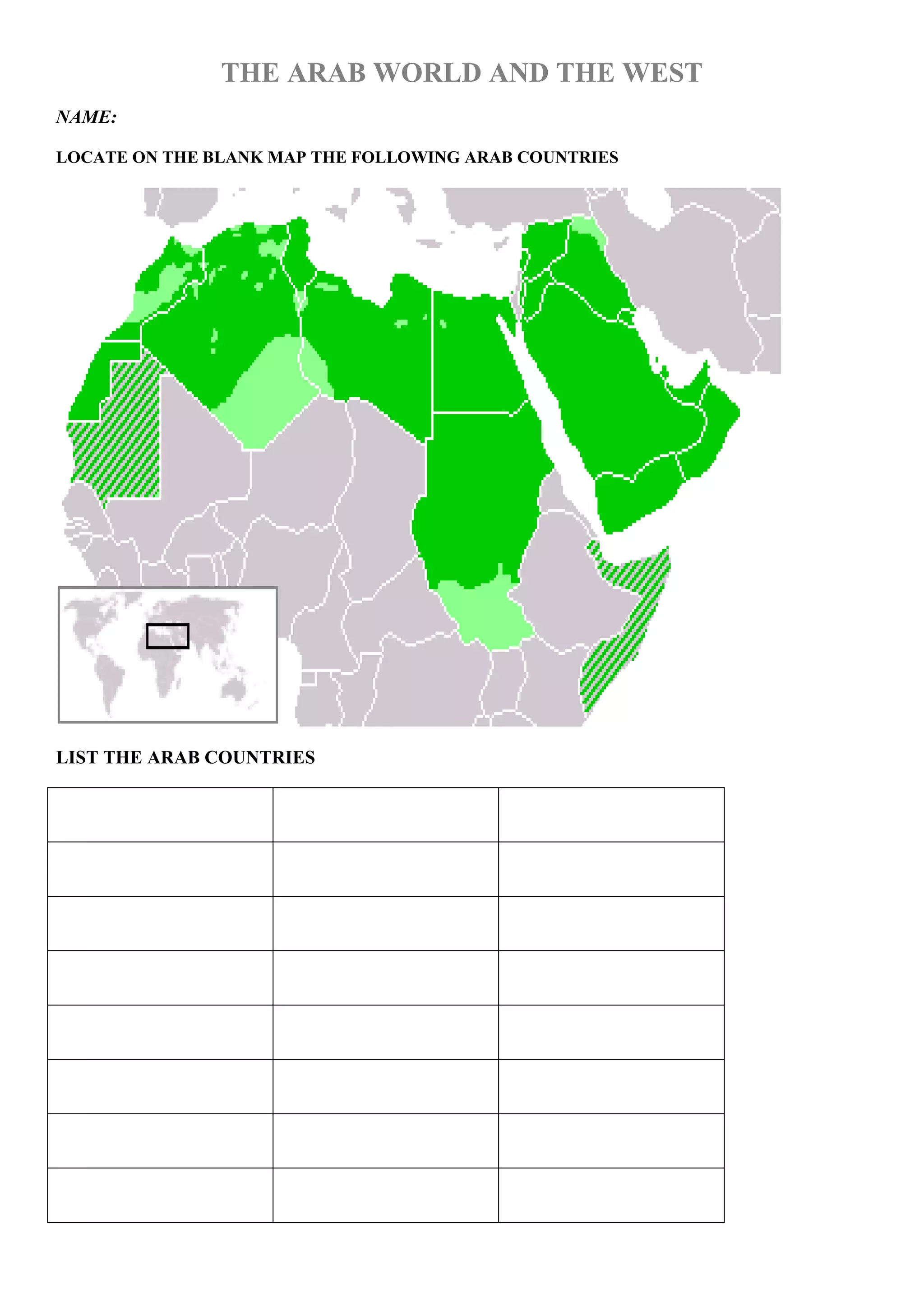 Práctica mapa del mundo árabe | DOCX