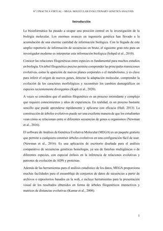 PRACTICA VIRTUAL – MEGA: MOLECULAR EVOLUTIONARY GENETICS ANALYSIS | PDF