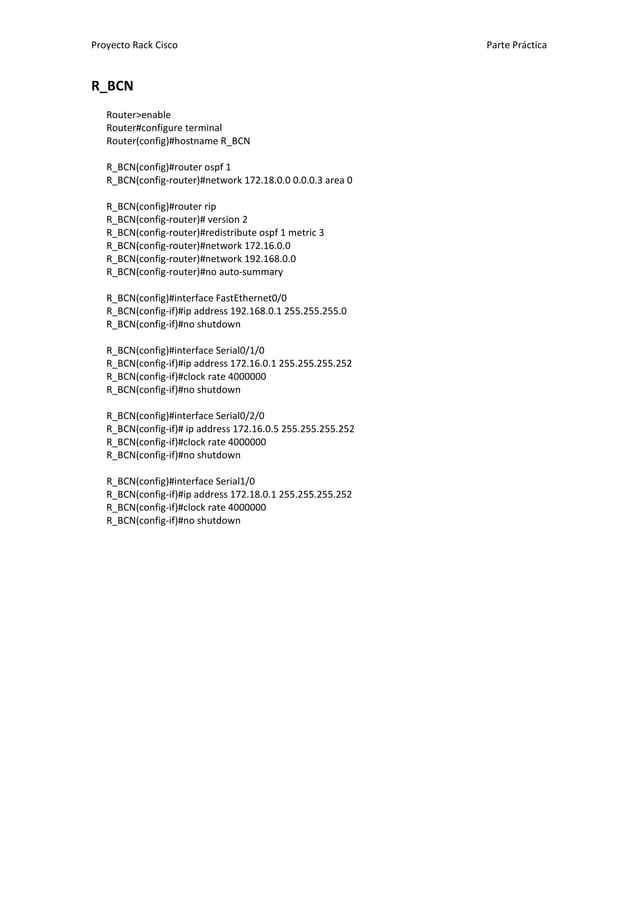 Proyecto: Rehabilitación de un rack de comunicaciones - Práctica OSPF vs RIPv2 | PDF