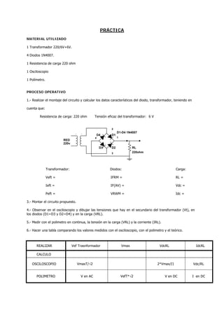 Prácticas de rectificadores | PDF