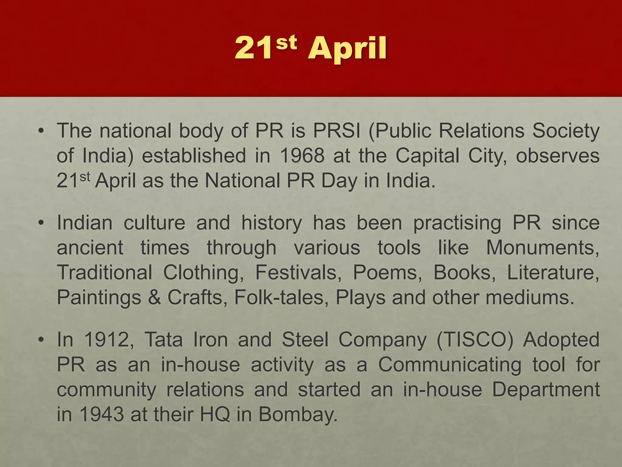 National PR Day 21st April India | PPTX