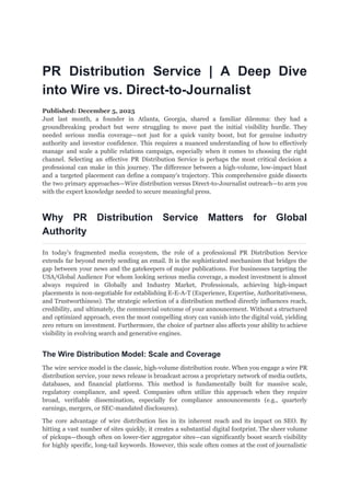 PR Distribution Service | Wire vs. Direct-to-Journalist Strategy | PDF