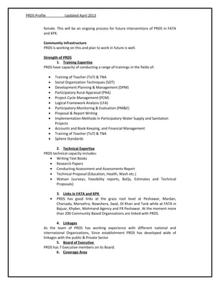 PRDS Profile (updated may 2013) | DOC | Non-Profit Organizations ...