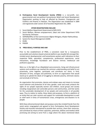 PRDS Profile (updated may 2013) | DOC | Non-Profit Organizations ...