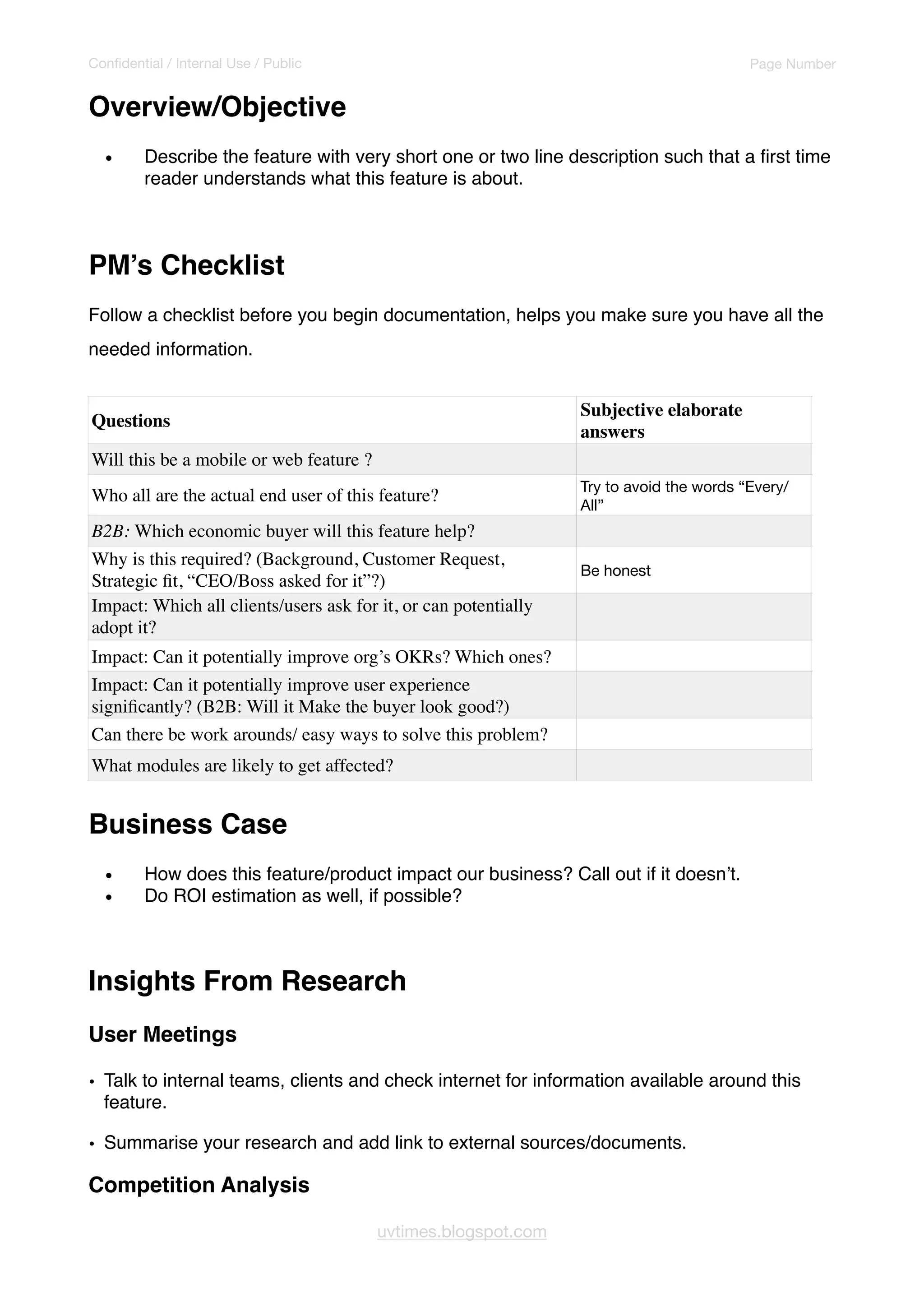 PRD Template for Product Managers | PDF