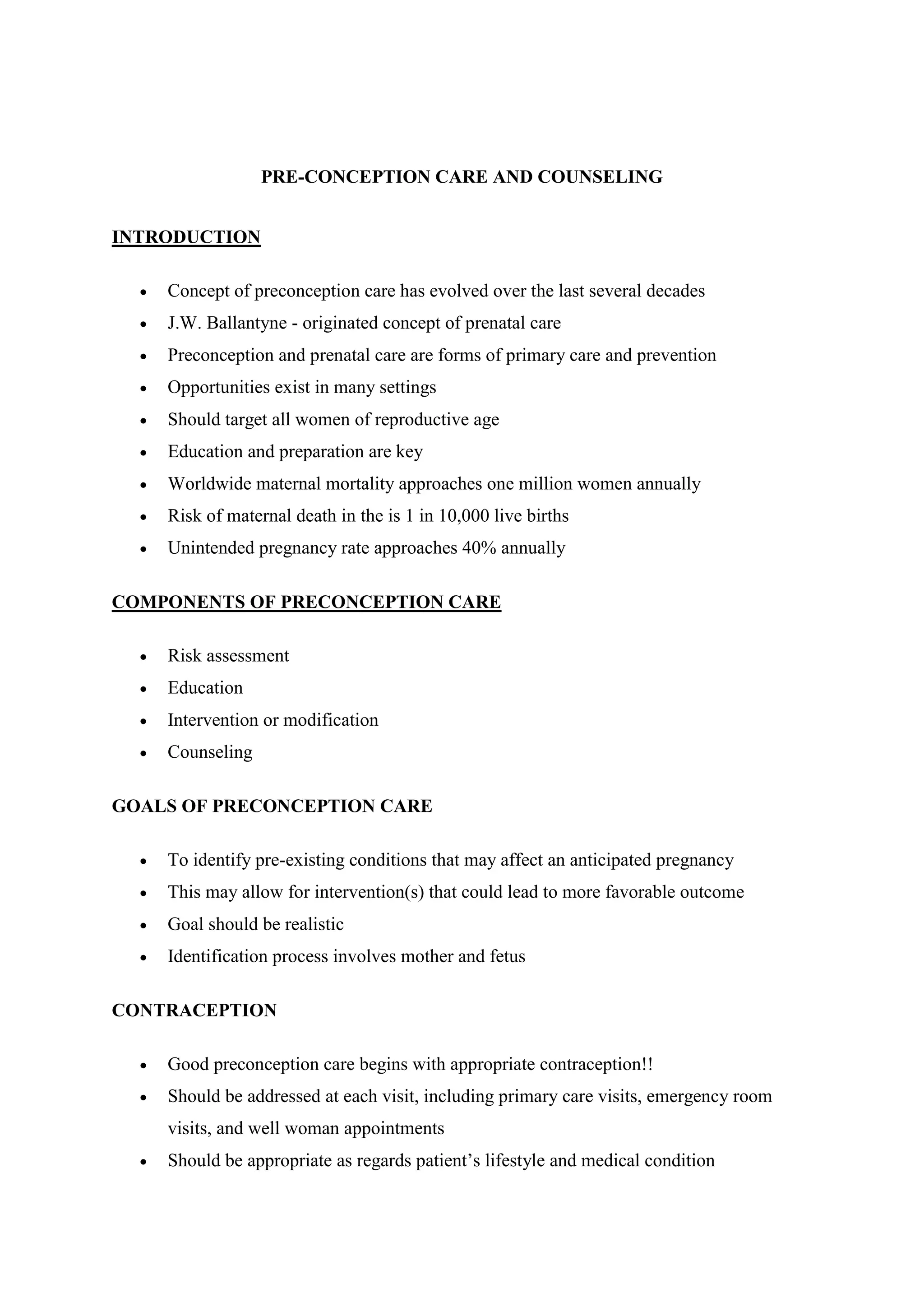 PRECONCEPTION CARE/ COUNSELLING | PDF