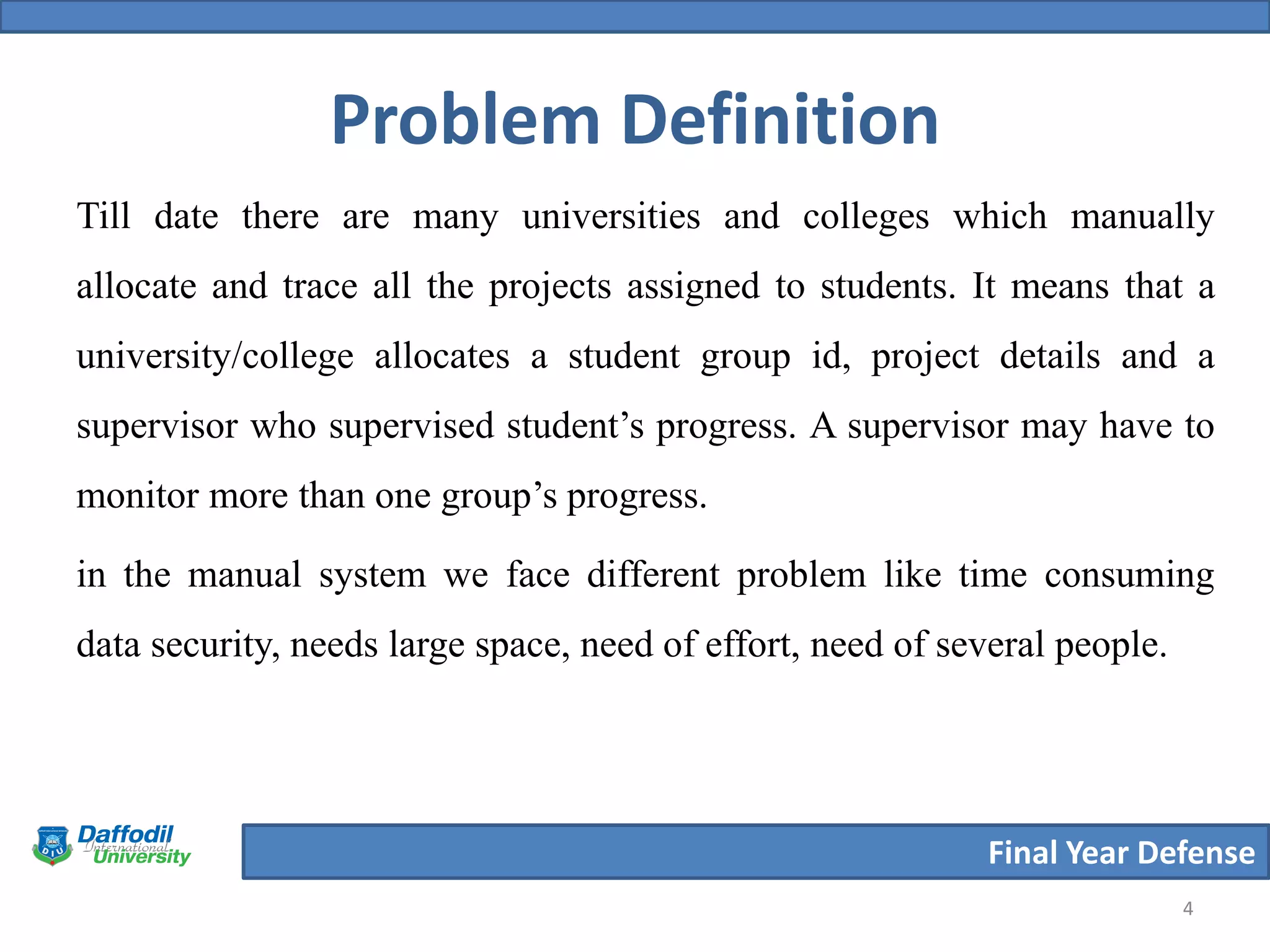 STUDENT PROJECT ALLOCATION AND MANAGEMENT SYSTEM | PPT