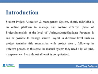 STUDENT PROJECT ALLOCATION AND MANAGEMENT SYSTEM | PPT